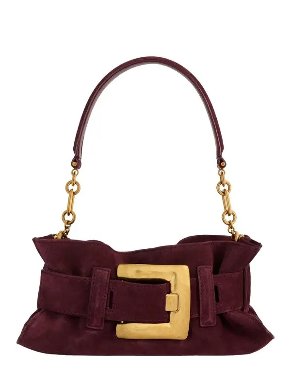 Balmain Mini Suede Leather Bag With Belt Decoration - Red
