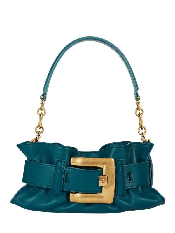 Balmain Mini Anthem Bag In Smooth Leather With Belt Detail - Blue