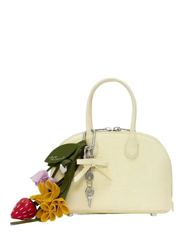 SELF-PORTRAIT Embossed Leather Mini Bag With Embellishments - Yellow