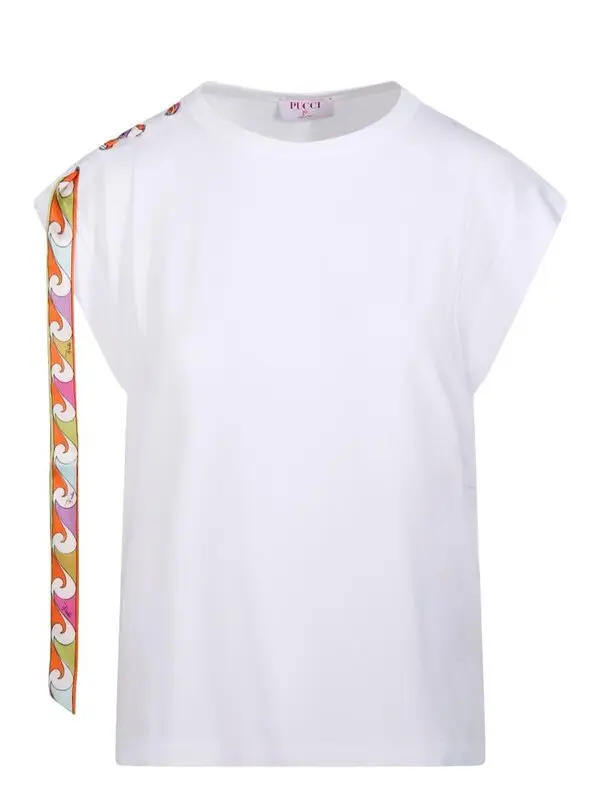 Emilio Pucci Printed Tie-detail Crewneck Top - White