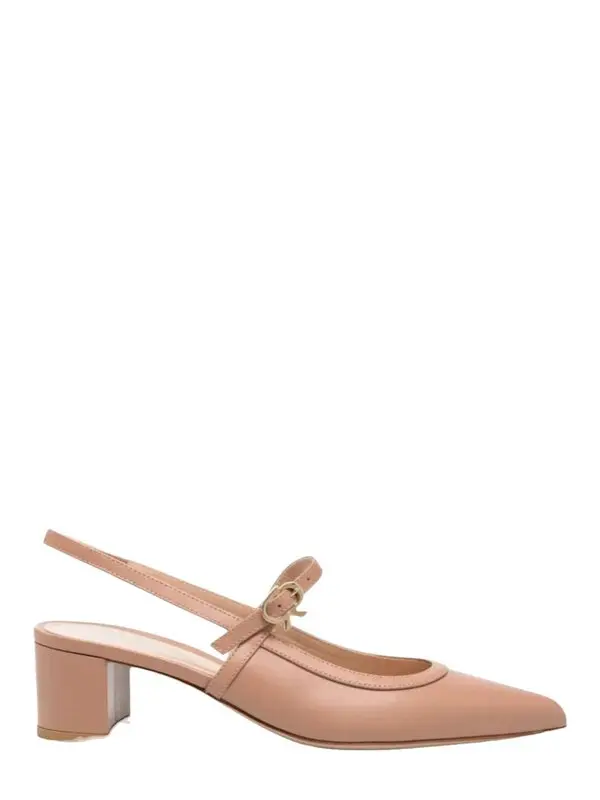 GIANVITO ROSSI Slingback Pumps With Chunky Heel - Nude