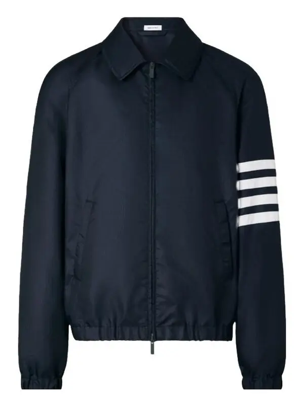 Thom Browne Shiny Ripstop 4-bar Track Jacket - Navy Blue