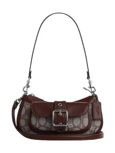 COACH Ashton Mini Shoulder Bag In Signature Jacquard - Silver/oak/maple