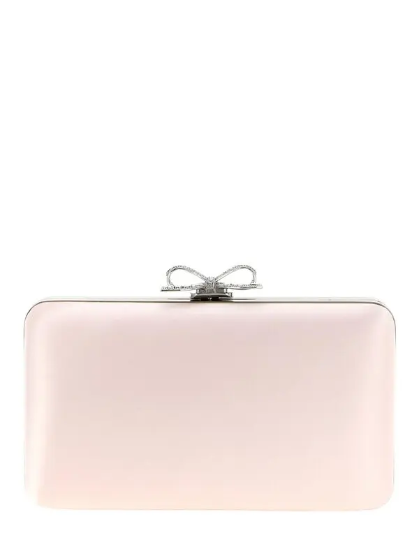 SELF-PORTRAIT Satin Bow Clutch Bag With Chain Strap - Pink