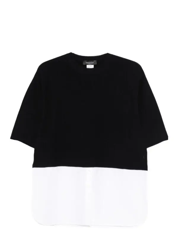 Fabiana Filippi Two-tone Round Neck Top - Blue/white