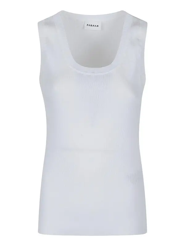 P.a.r.o.s.h Ribbed U-neck Tank Top - White
