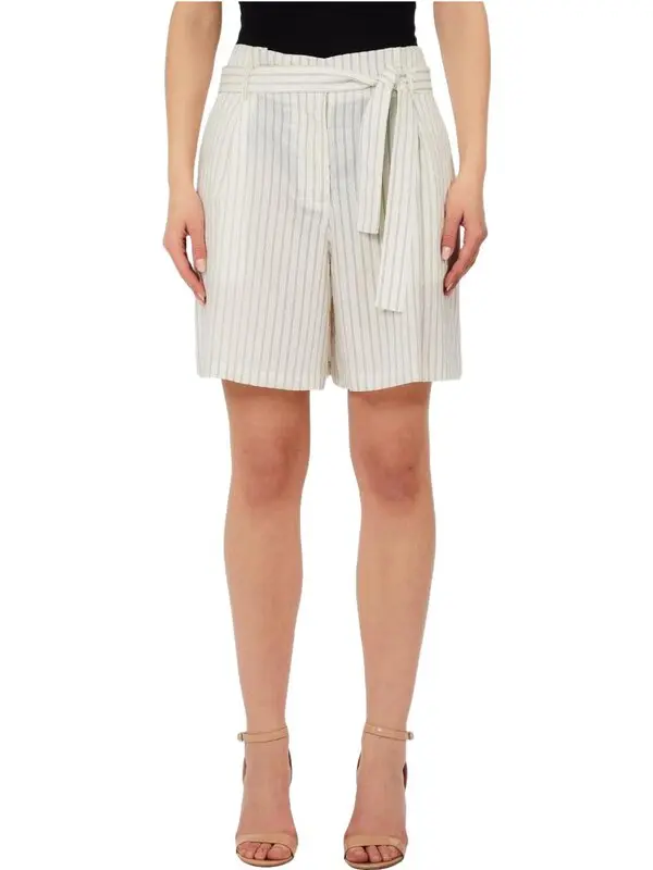 Liu Jo Belted Striped Shorts - White