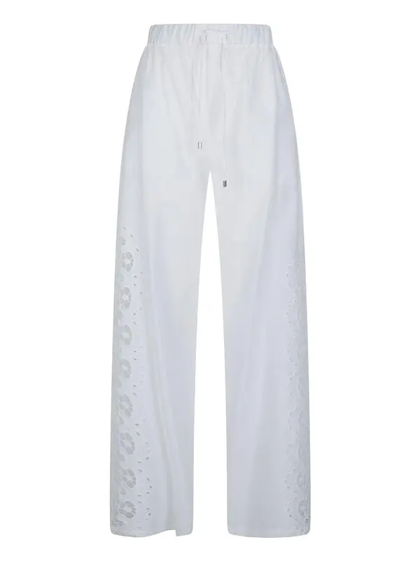 Patrizia Pepe Wide Leg Pants With Floral Embroidery - White