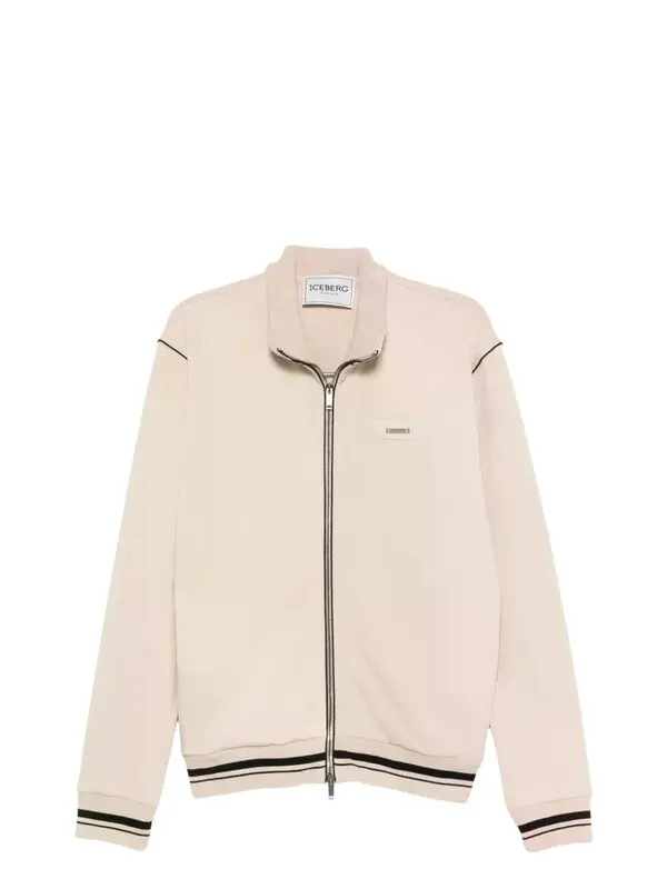 Iceberg Striped Trim Zip-up Sweatshirt - Neutrals
