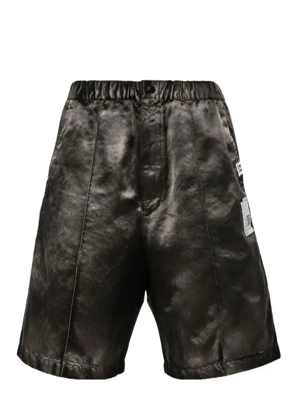 Mihara Yasuhiro Logo Patch Satin Bermuda Shorts - Black