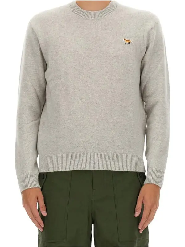 Maison Kitsuné Long Sleeve Crew Neck Sweater - Nude