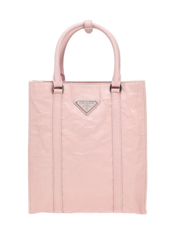 Prada Logo Plaque Tote Bag - Snow Pink