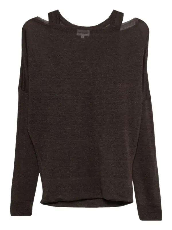 P.a.r.o.s.h Cold Shoulder Long Sleeve Top - Brown