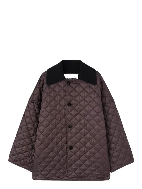 JIL SANDER Quilted Down Jacket With Detachable Collar - Blackberry