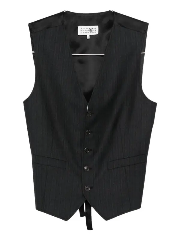 MAISON MARGIELA Pinstriped Button Vest - Black