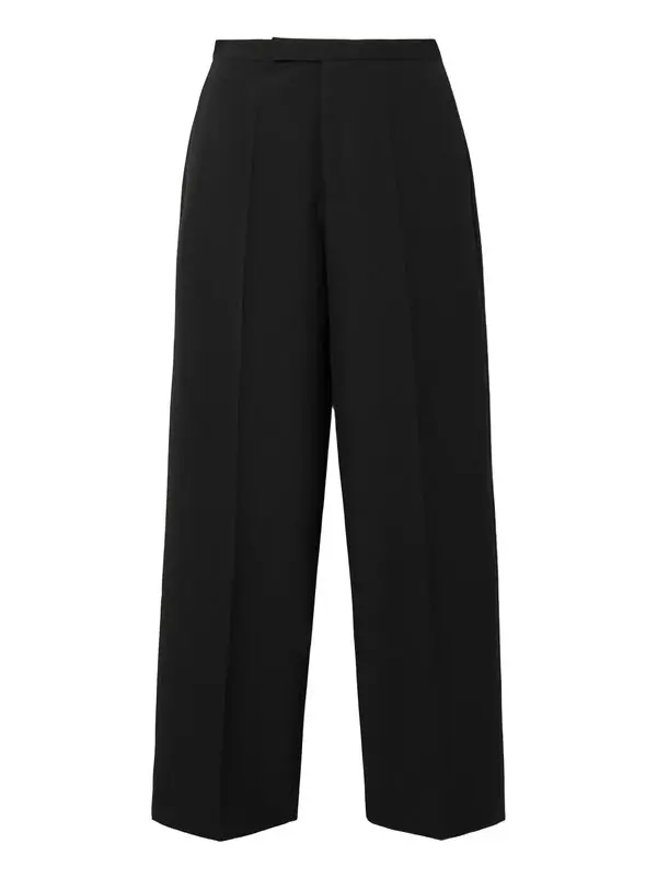 RÓHE Woven Straight Leg Pleated Casual Pants - Black