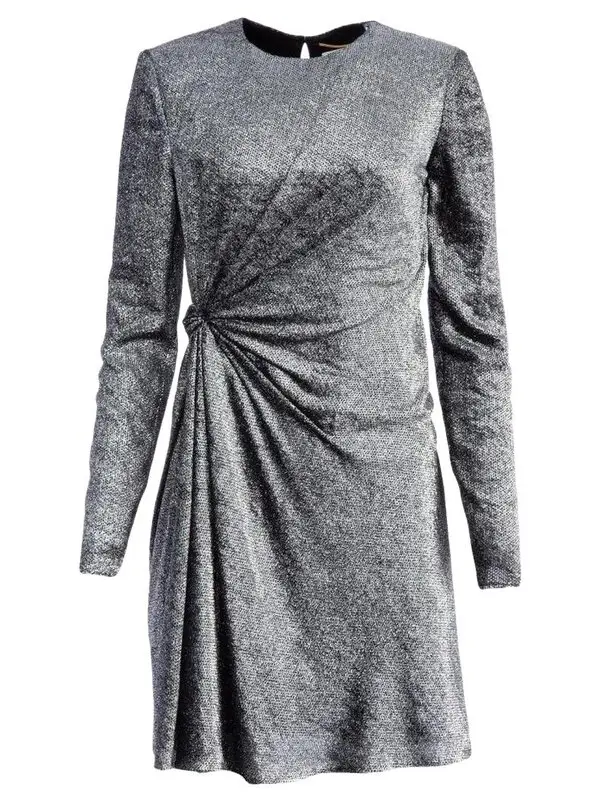 Saint Laurent Gathered Front Mini Dress - Gray