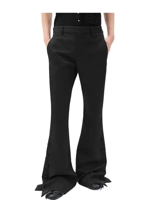 ANN DEMEULEMEESTER Vald Slim Fit Bootcut Trousers With Button Detail - Black