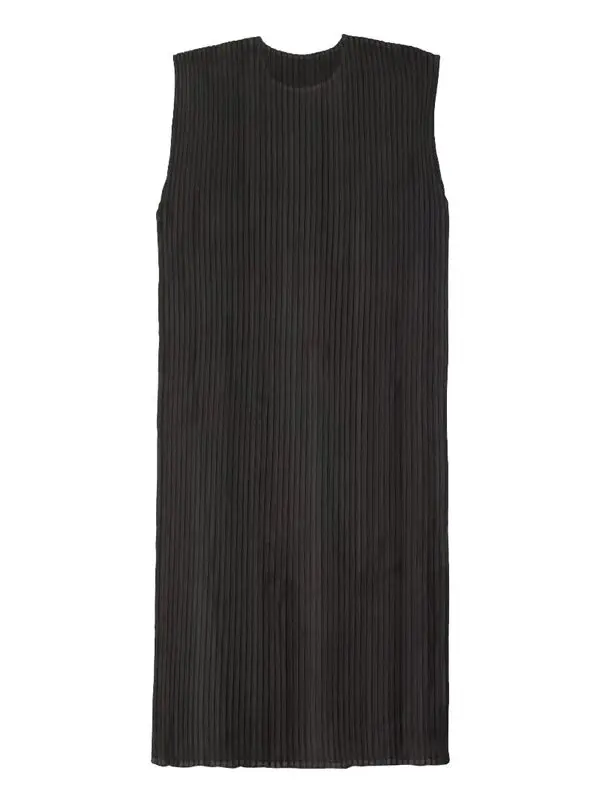 Issey Miyake Pleated Sleeveless Mini Dress - Black