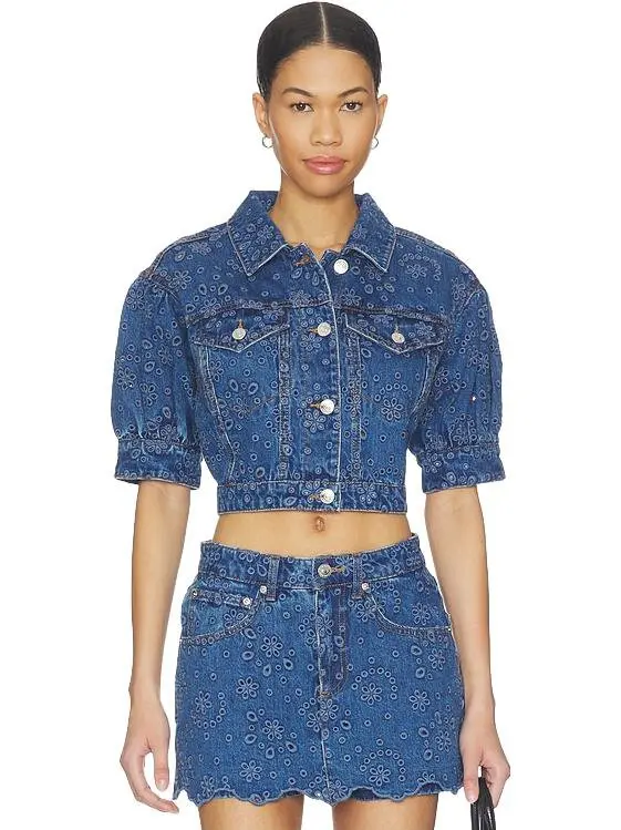 Steve Madden Serafina Embroidered Denim Jacket - Blue