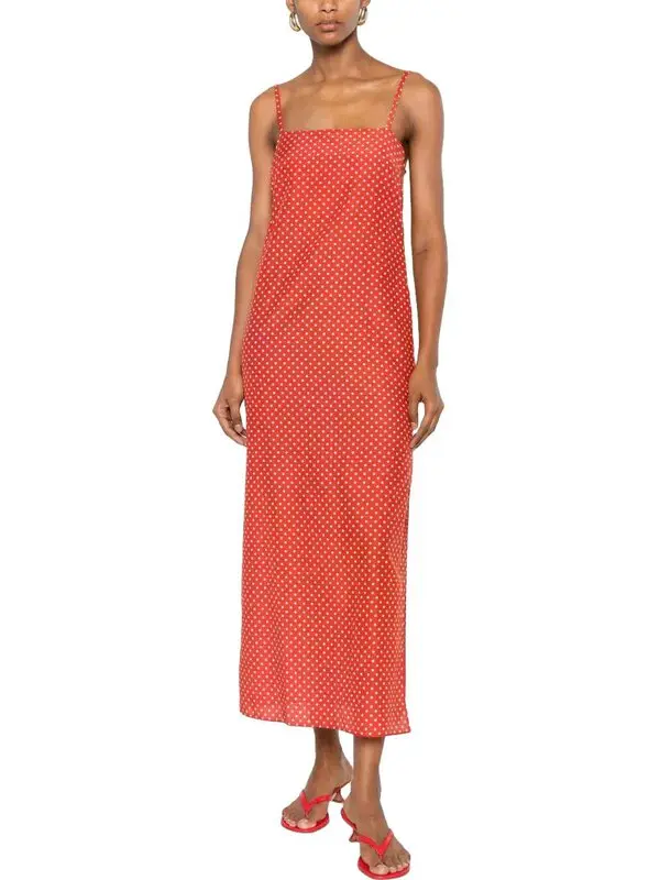 Matteau Polka Dot Midi Dress - Red