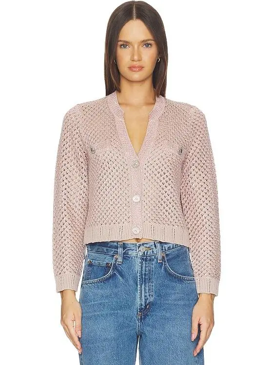 L'Agence Blanca Sequin Crop Cardigan - Rose