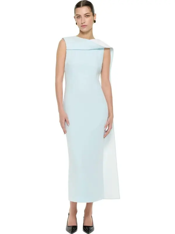 Roland Mouret Satin Crepe Sash Midi Dress - Blue