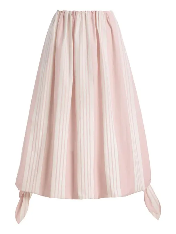 Posse Rosie Striped Cotton Midi Skirt - Pink