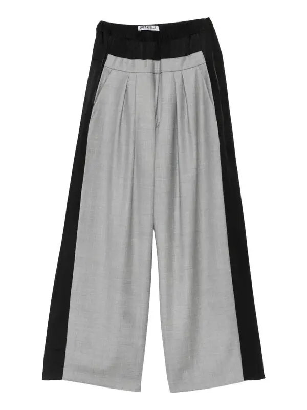 LUTZ HUELLE Pleated Wide-leg Trousers - Grey