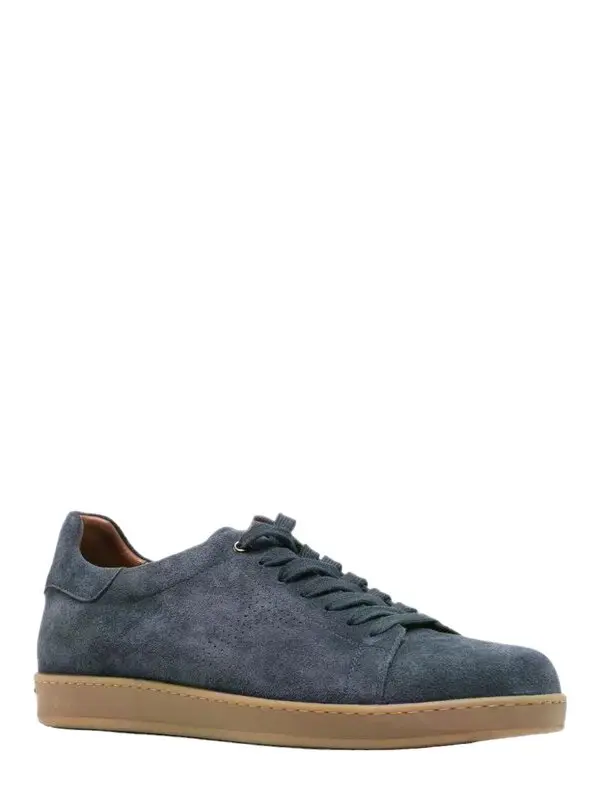 ALBERTO GOZZI Perforated Suede Lace-up Sneakers - Blue