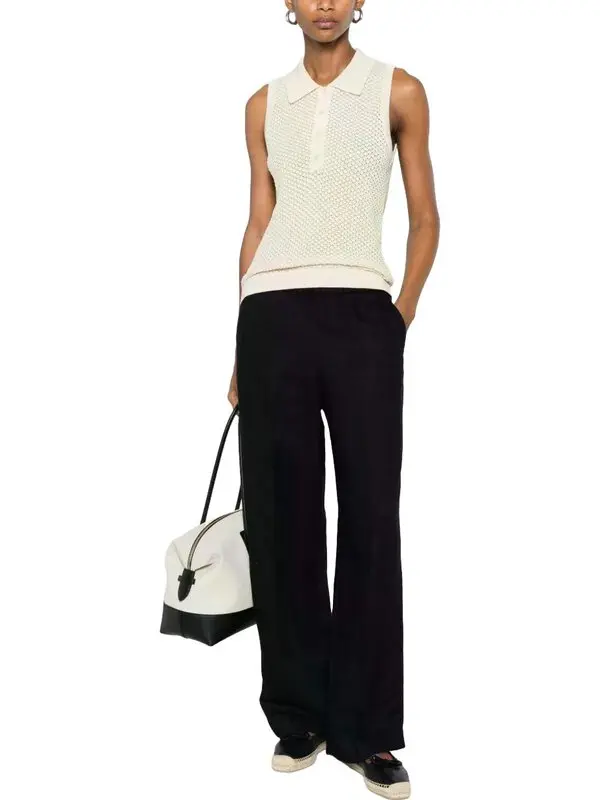 Gant Pointelle Knit Sleeveless Polo Shirt - Neutrals