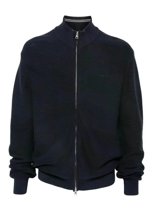 Gant Textured Zip-up Sweater - Blue