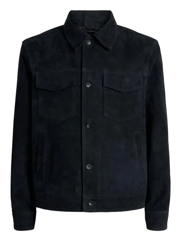 Rag & Bone Suede Trucker Jacket - Navy
