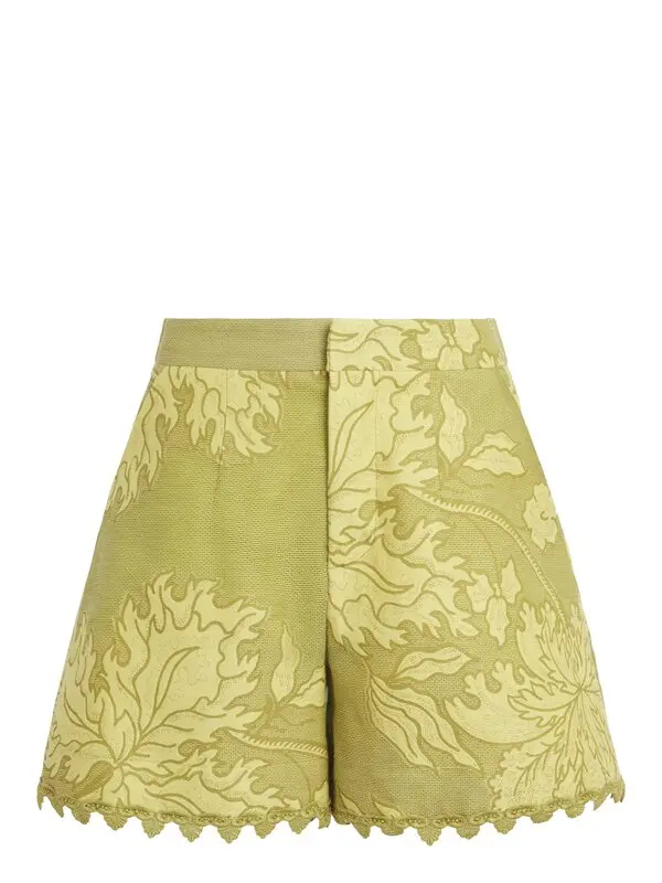 La DoubleJ Jacquard Acanthus Leaf Shorts - Green