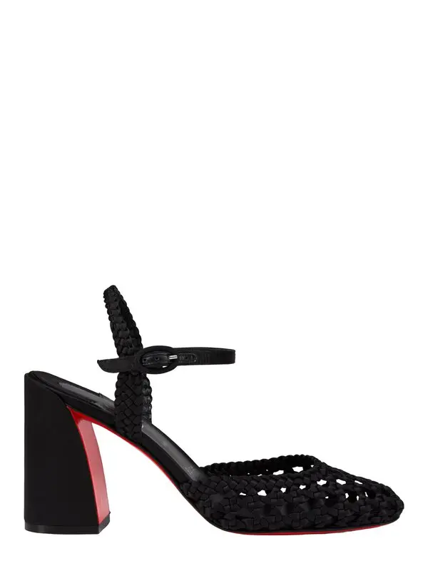 CHRISTIAN LOUBOUTIN Jane Pump Nandina Silk Woven Pump 85 - Black