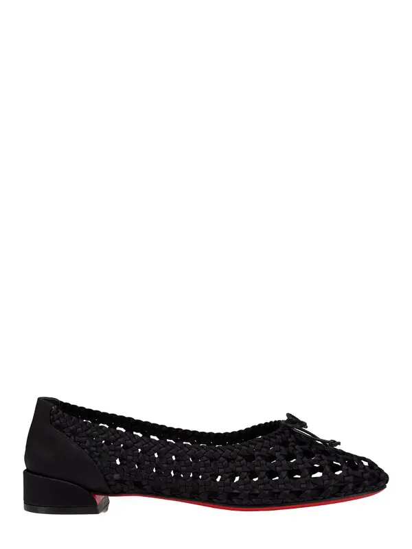 CHRISTIAN LOUBOUTIN Sweetie Jane Woven Ballet Flats - Black