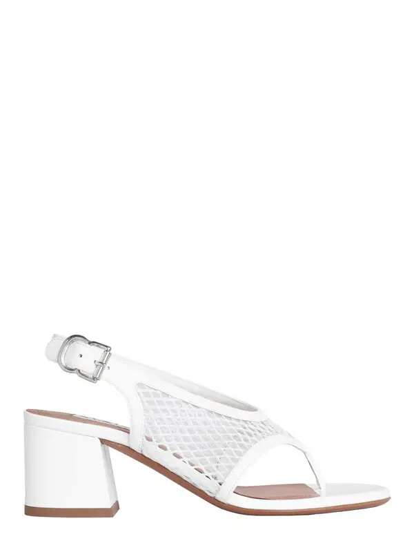 Alaïa Fishnet Slingback Sandals With Block Heel - White
