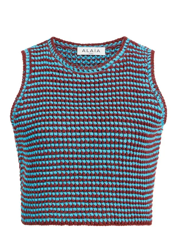 Alaïa Cotton Crochet Sweater Vest - Burgundy