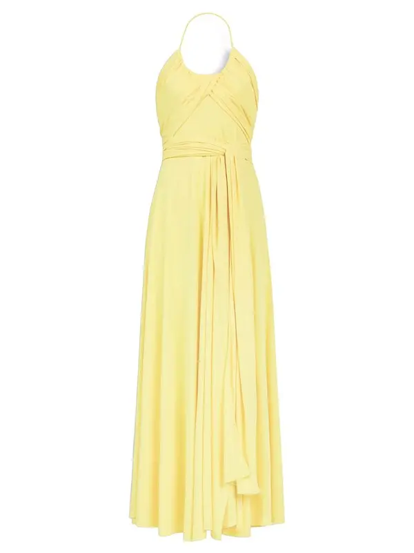Alaïa Draped Jersey Halterneck Maxi Dress - Beige