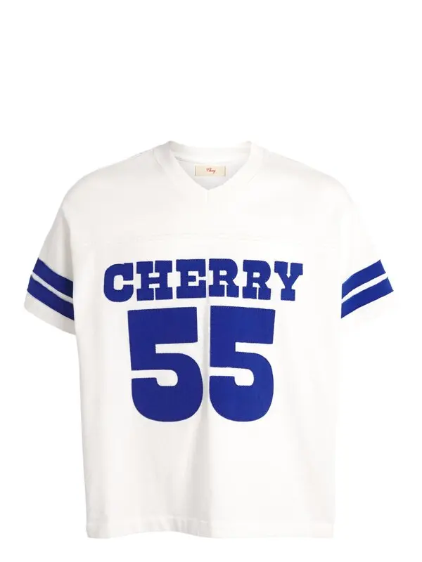 CHERRY LOS ANGELES Appliqué Football Jersey T-shirt - White