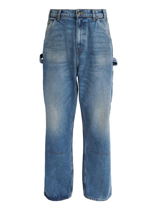 CHERRY LOS ANGELES Carpenter Wide-leg Jeans In Mid-wash Denim - Blue