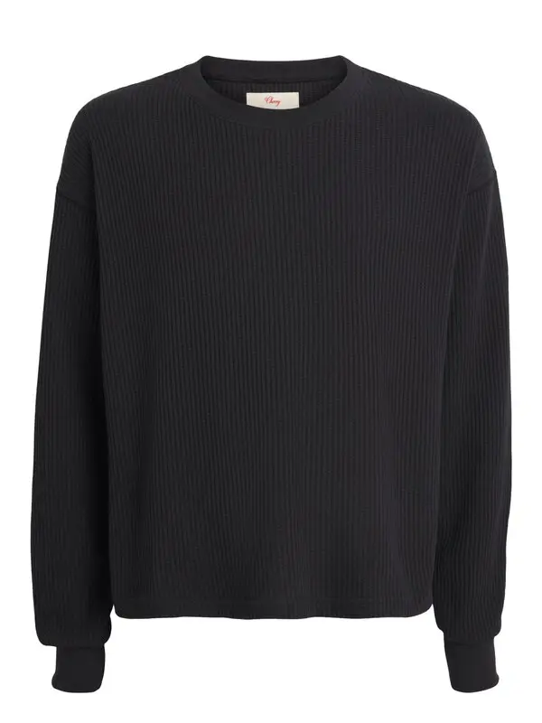 CHERRY LOS ANGELES Cotton-blend Waffle-knit Sweater - Black