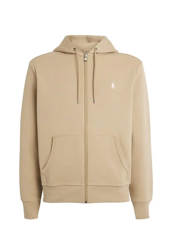 Polo Ralph Lauren Cotton Blend Logo Zip-up Hoodie - Beige