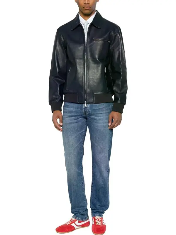 Iceberg Leather Zip-up Jacket - Blue