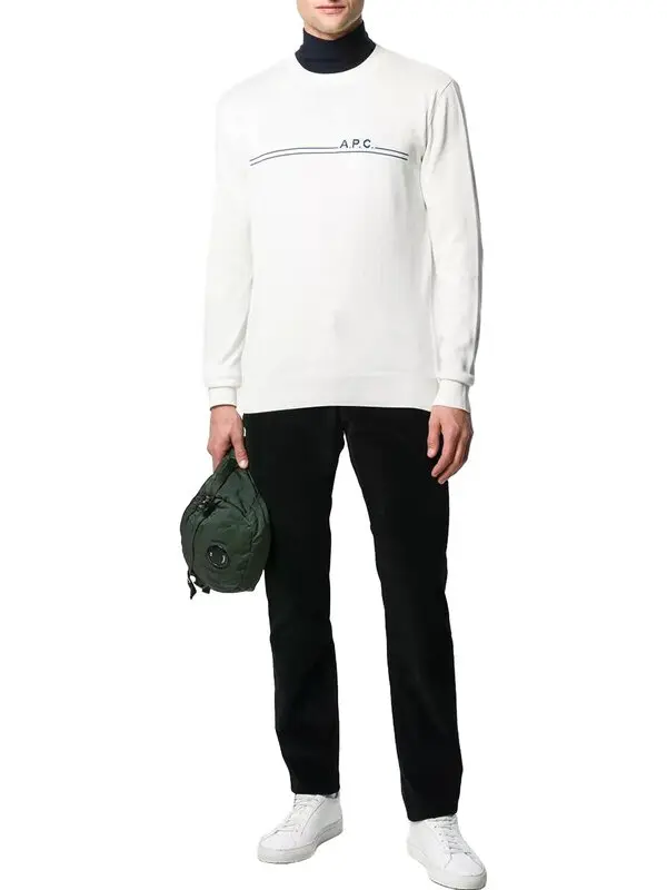 A.p.c. Cashmere & Cotton Blend Logo Print Jumper - Neutrals