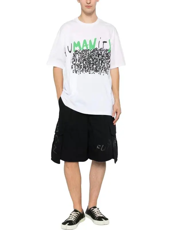 Comme Des Garçons Slogan Print Cargo Shorts - Blue