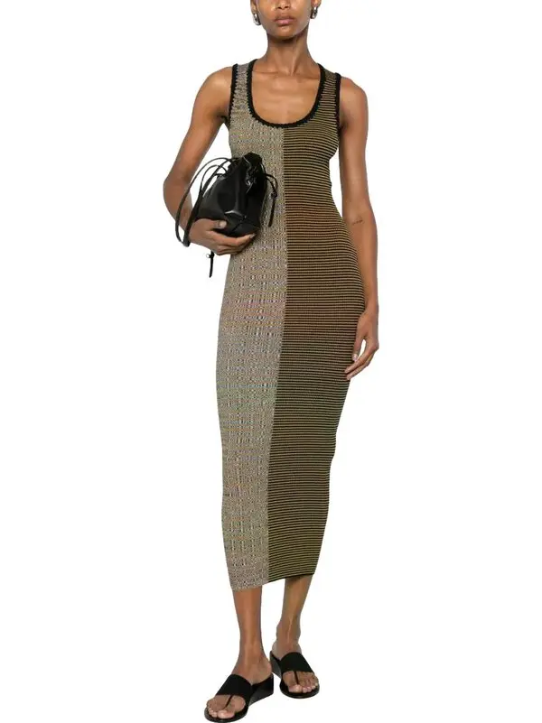 Nanushka Brown Striped Cut-out Midi Dress - Black