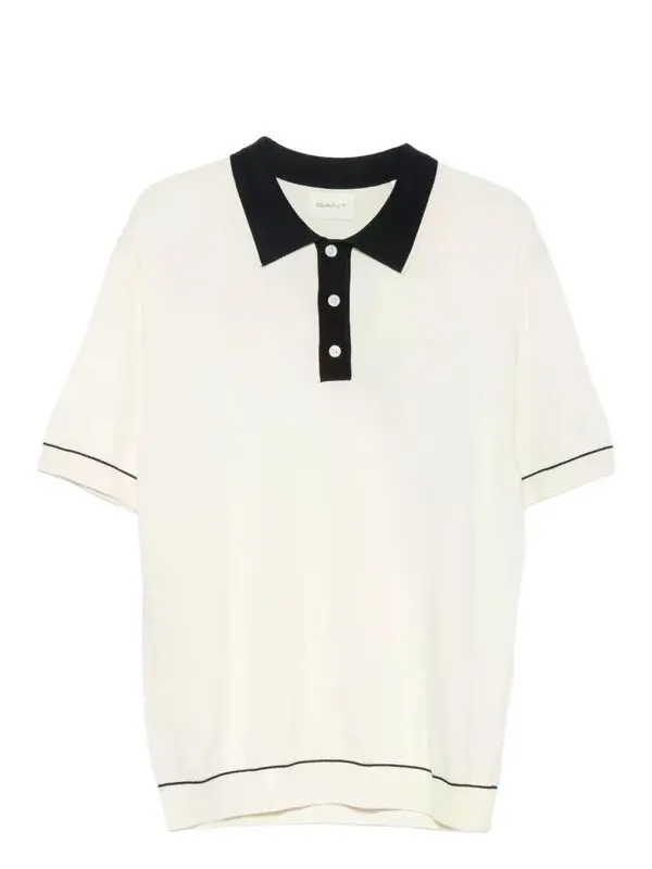 Gant Contrast-collar Short-sleeved Polo Shirt - Neutrals