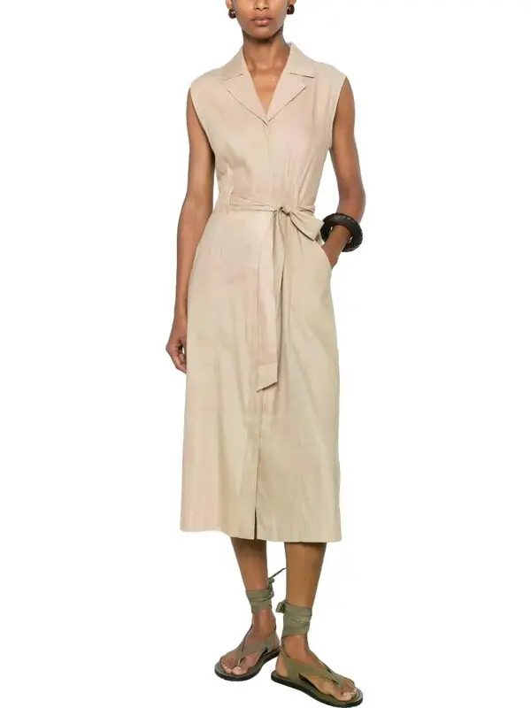 Marc O'polo Belted Sleeveless Dress In Beige - Neutrals