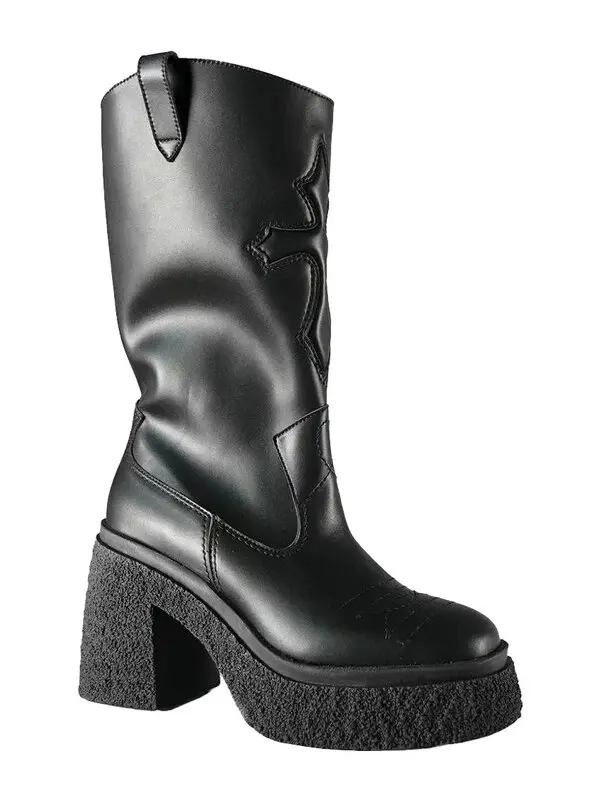 ALTERCORE Monroe Western-style Platform Boots - Black
